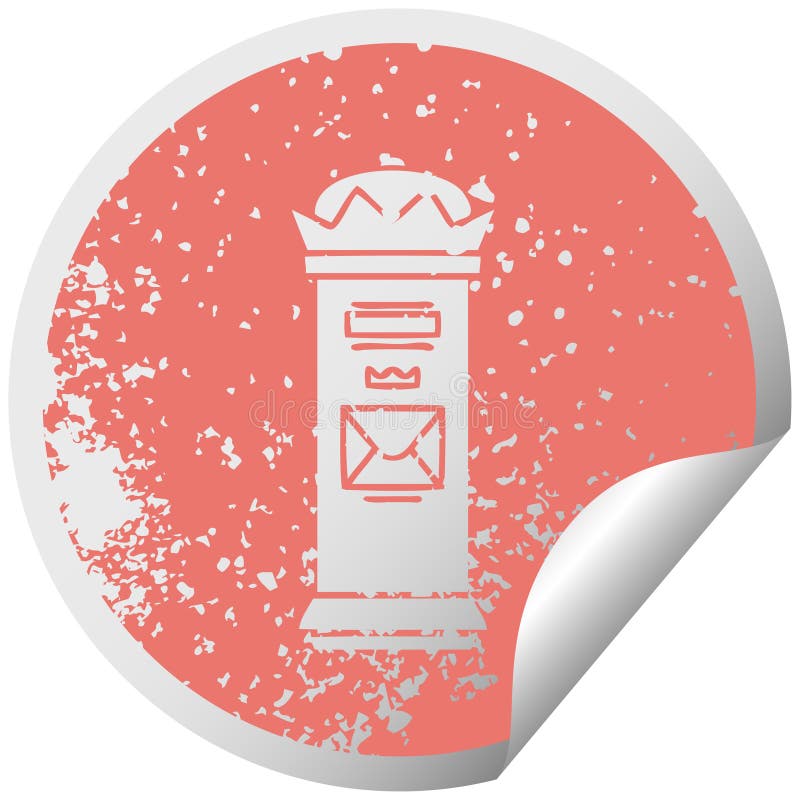 A Creative Distressed Circular Peeling Sticker Symbol British Post Box ...