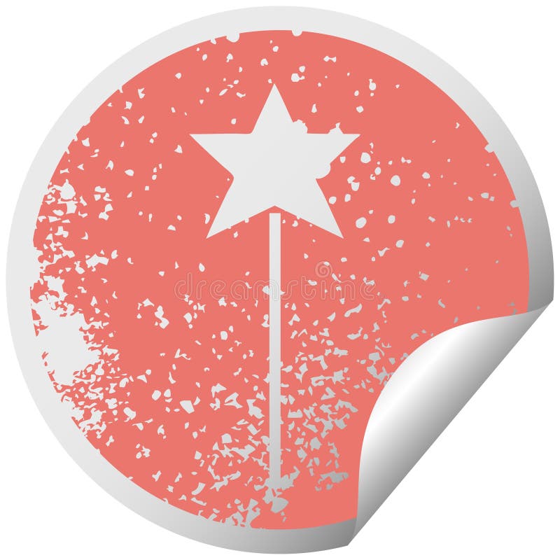 A Creative Distressed Circular Peeling Sticker Symbol Star Wand Stock ...