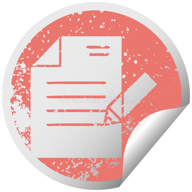A Creative Distressed Circular Peeling Sticker Symbol of Writing a ...