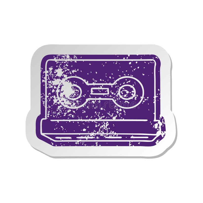 A Creative Distressed Old Sticker of a Retro Cassette Tape Stock Vector ...