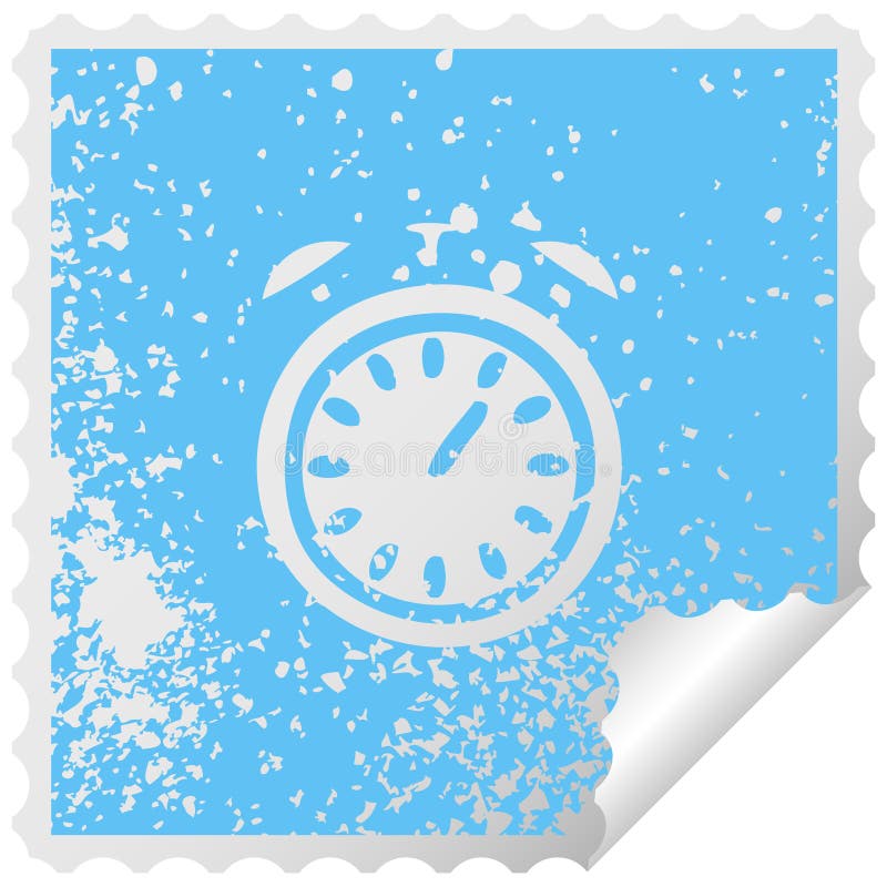 A Creative Distressed Square Peeling Sticker Symbol Alarm Clock Stock ...