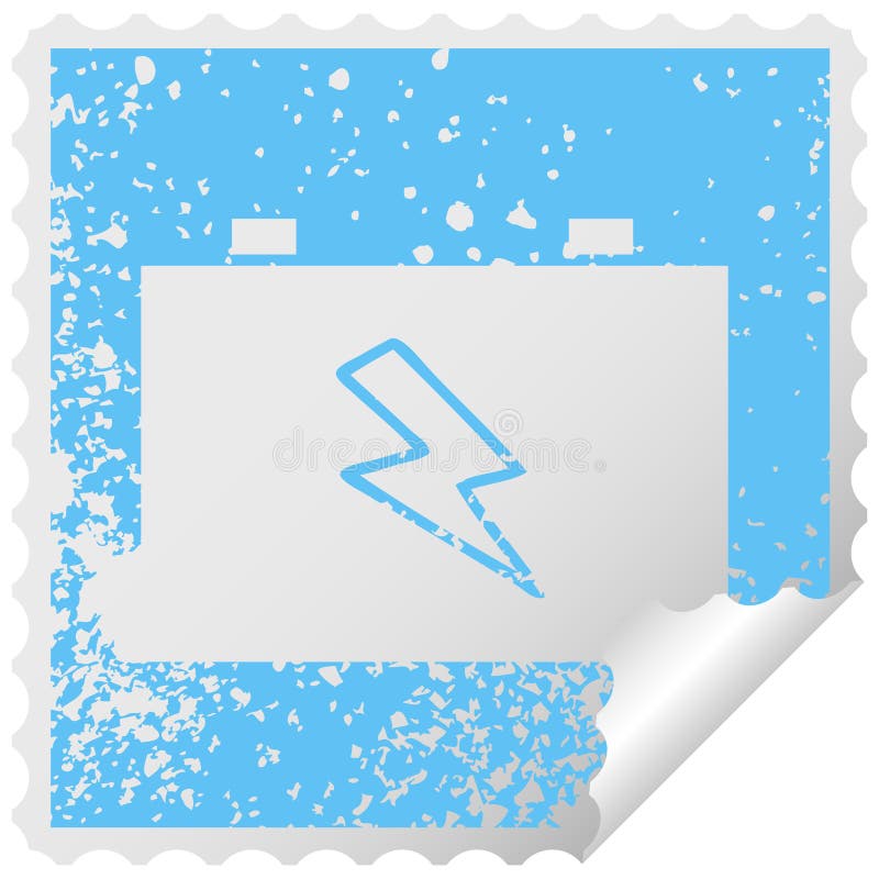 A Creative Distressed Square Peeling Sticker Symbol Car Battery Stock ...