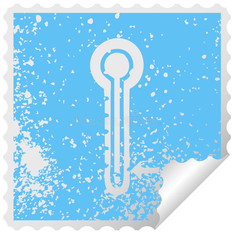 A Creative Distressed Square Peeling Sticker Symbol Cold Thermometer ...