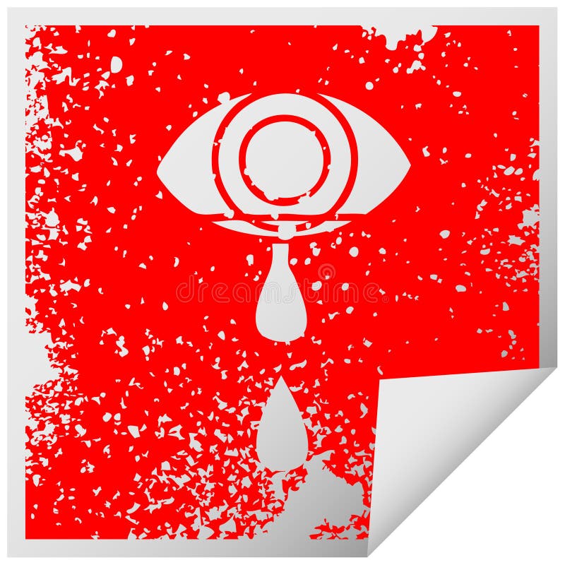 A Creative Distressed Square Peeling Sticker Symbol Crying Eye Stock ...
