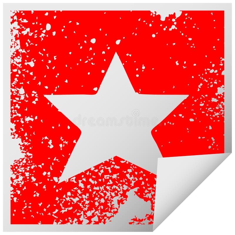 A Creative Distressed Square Peeling Sticker Symbol Gold Star Stock ...
