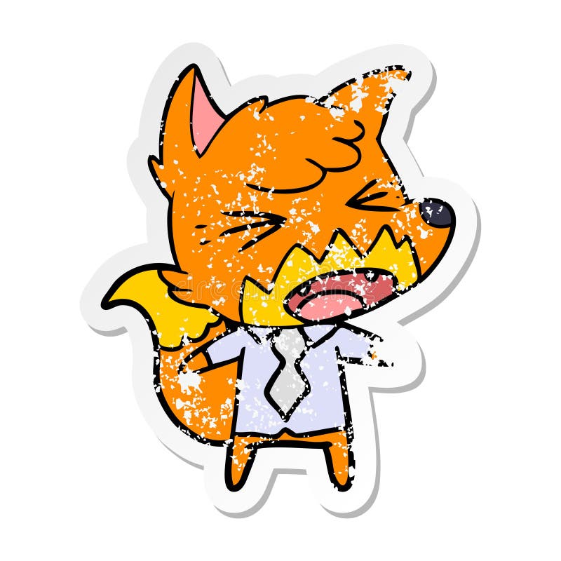 A Creative Distressed Sticker of a Angry Cartoon Fox Boss Stock Vector ...