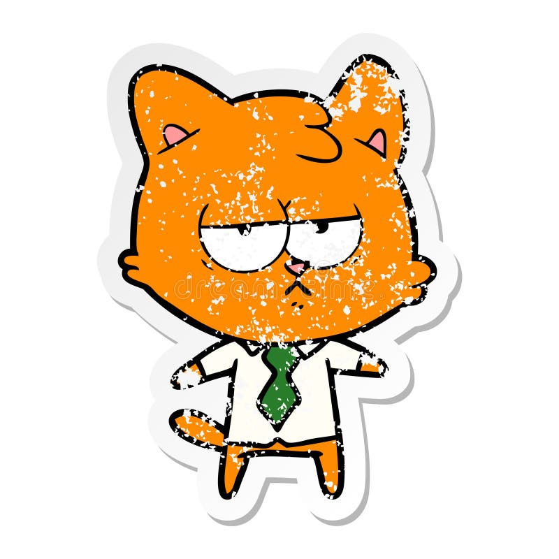A Creative Distressed Sticker of a Bored Cartoon Cat Stock Vector ...