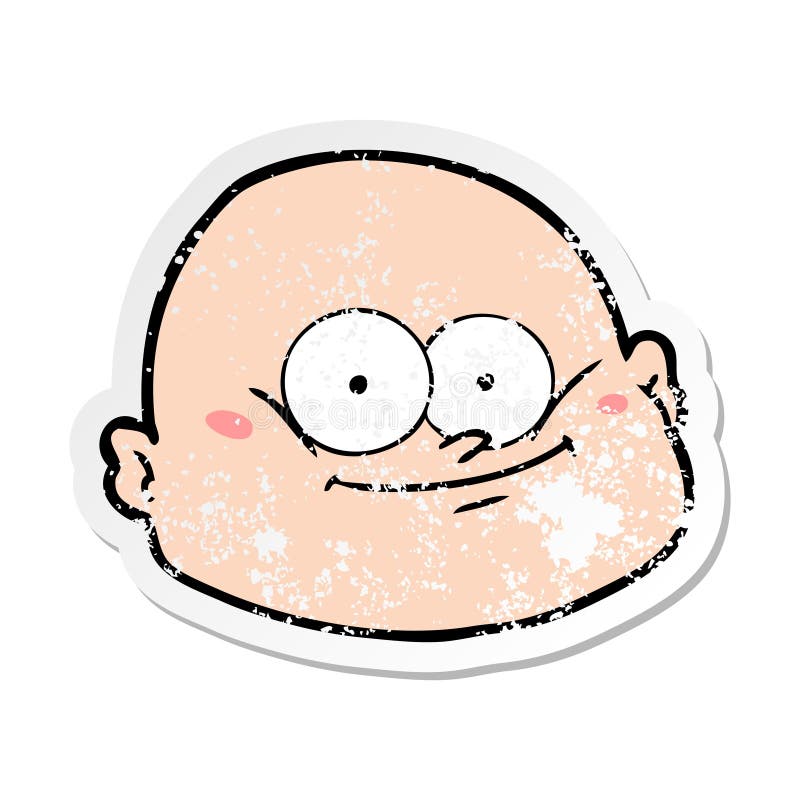 A Creative Distressed Sticker of a Cartoon Bald Man Stock Vector ...