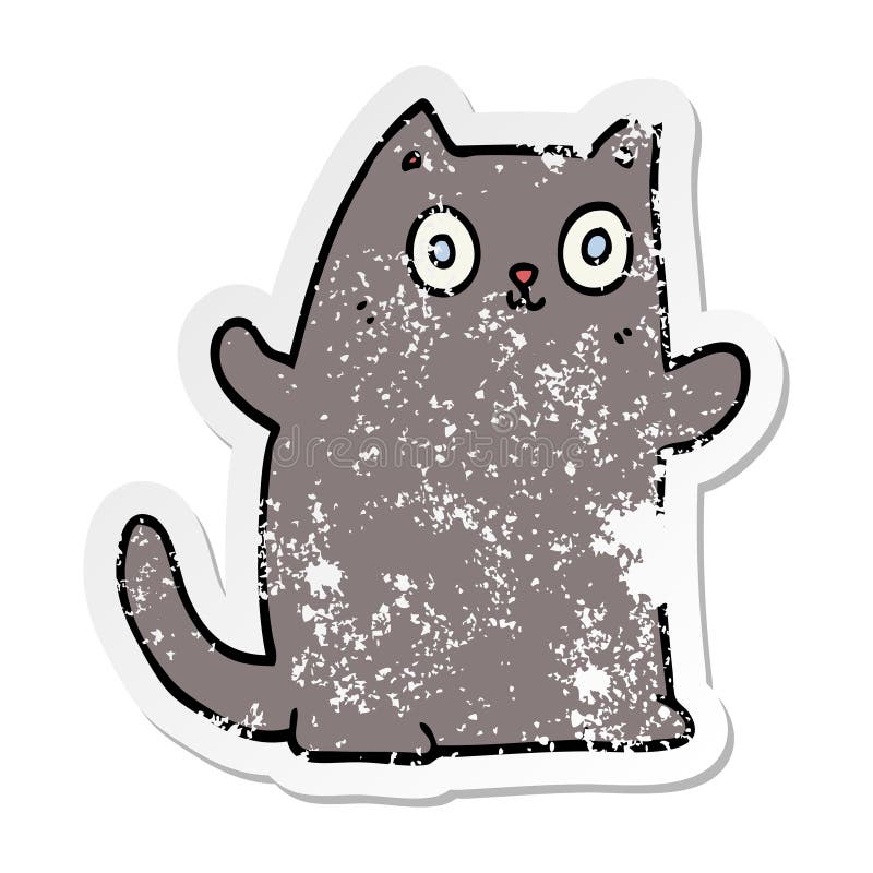 A Creative Distressed Sticker of a Cartoon Cat Stock Vector ...