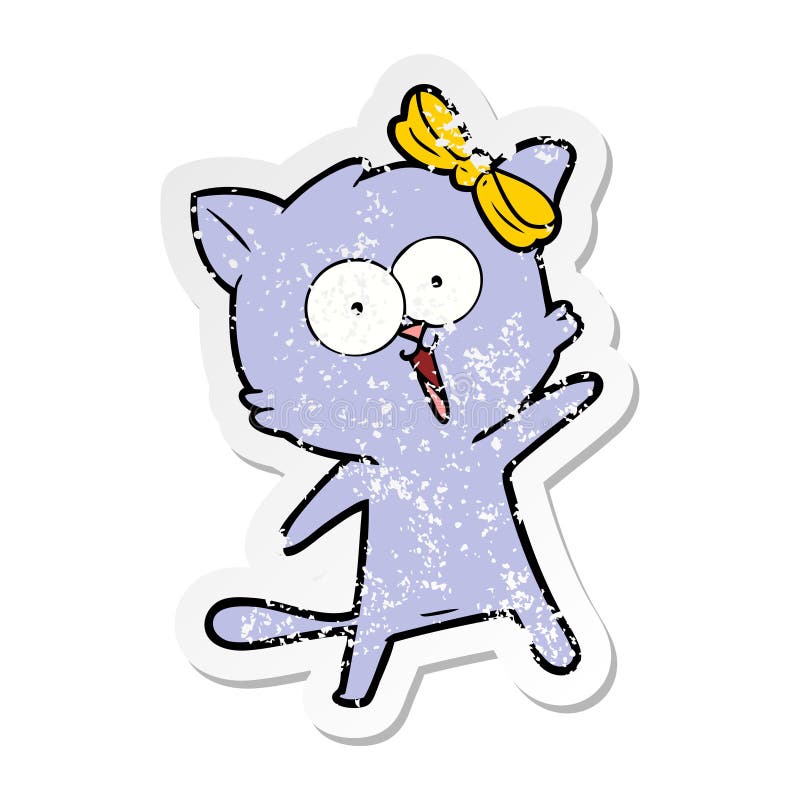 A Creative Distressed Sticker of a Cartoon Cat Stock Vector ...