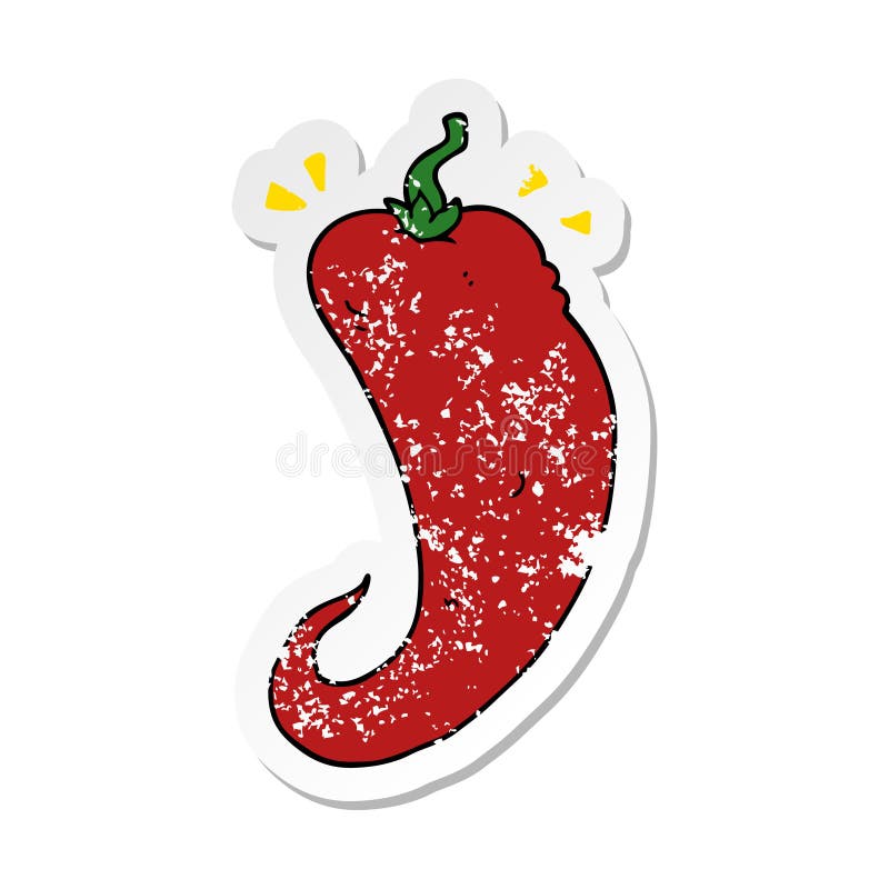 A Creative Distressed Sticker of a Cartoon Chili Pepper Stock Vector ...