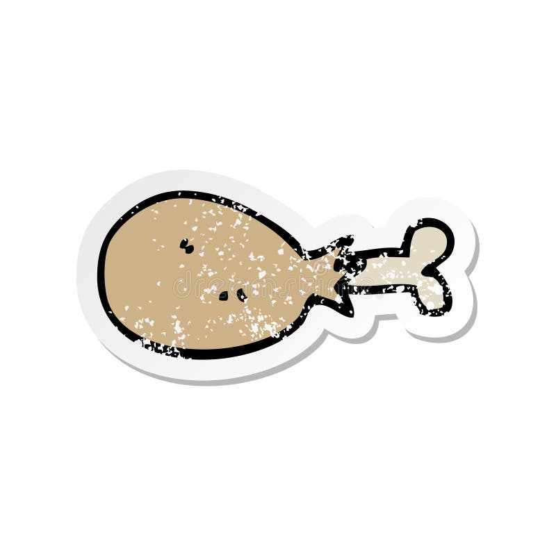 A Creative Distressed Sticker of a Cartoon Cooked Chicken Leg Stock ...