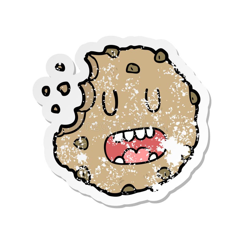 A Creative Distressed Sticker of a Cartoon Cookie Stock Vector ...