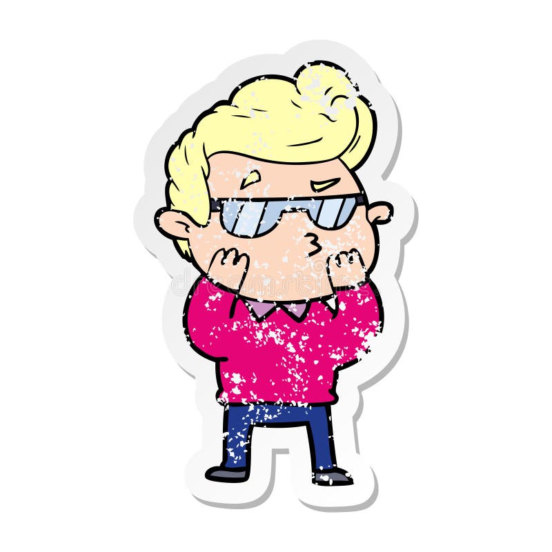 A Creative Distressed Sticker of a Cartoon Cool Guy Stock Vector ...