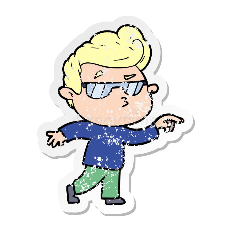 A Creative Distressed Sticker of a Cartoon Cool Guy Stock Vector ...