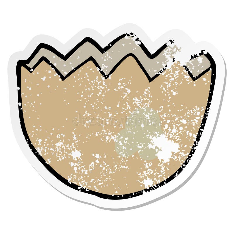 A Creative Distressed Sticker of a Cartoon Cracked Eggshell Stock ...