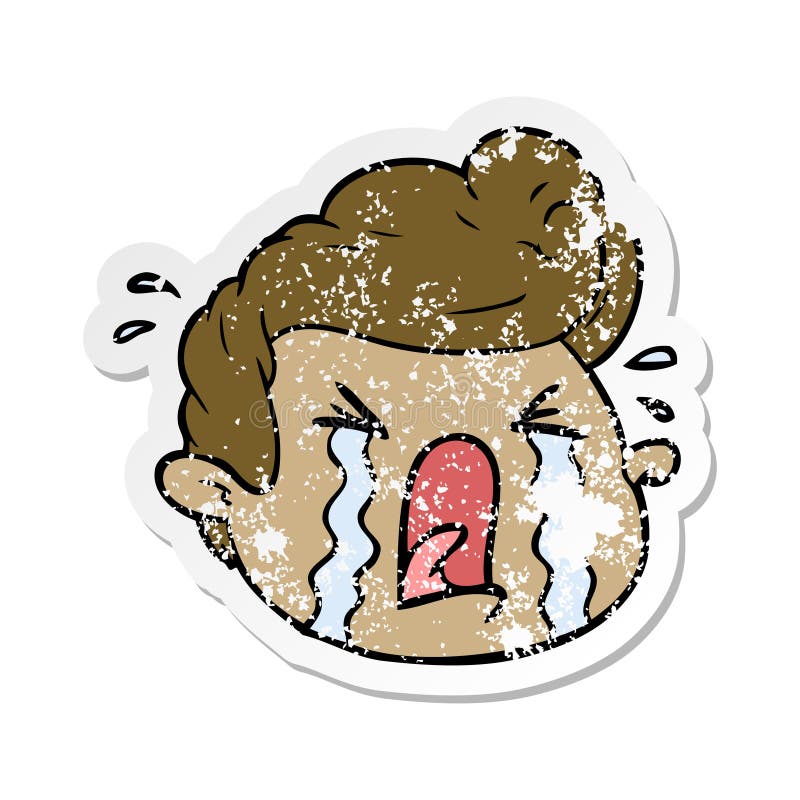 A Creative Distressed Sticker of a Cartoon Crying Boy Stock Vector ...