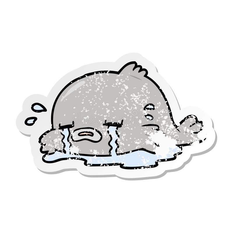 A Creative Distressed Sticker of a Cartoon Crying Fish Stock Vector ...