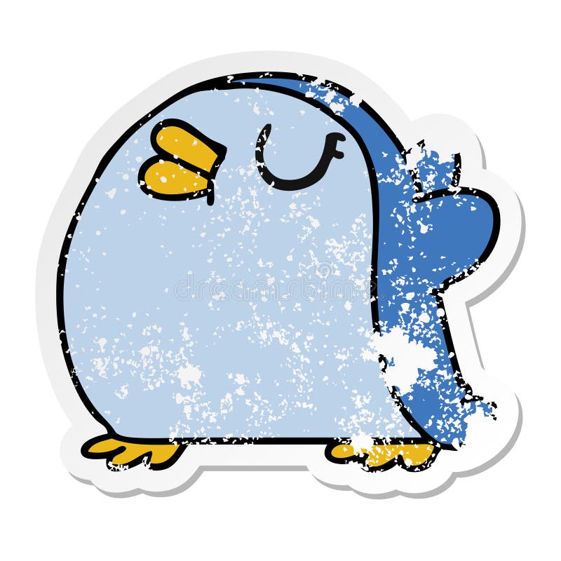 A Creative Distressed Sticker Cartoon Cute Kawaii Red Robin Stock ...
