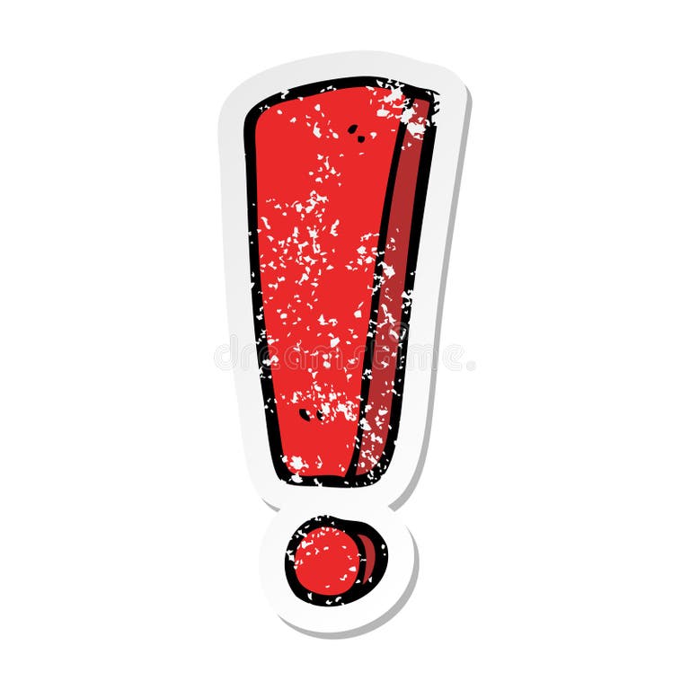 A Creative Distressed Sticker of a Cartoon Exclamation Mark Stock ...