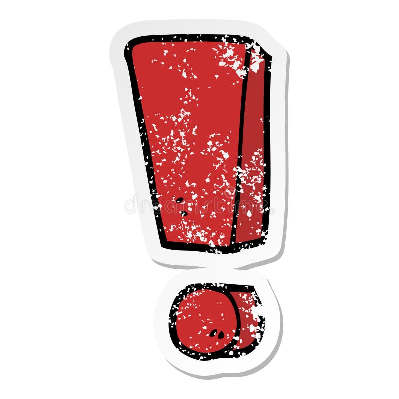 A Creative Distressed Sticker of a Cartoon Exclamation Mark Stock ...
