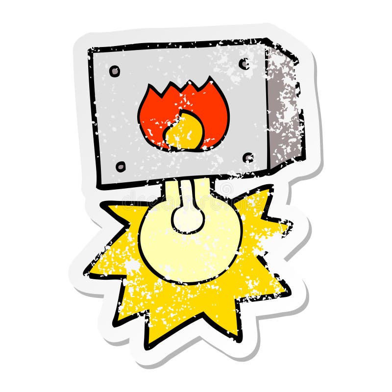 A Creative Distressed Sticker of a Cartoon Flashing Fire Warning Light ...