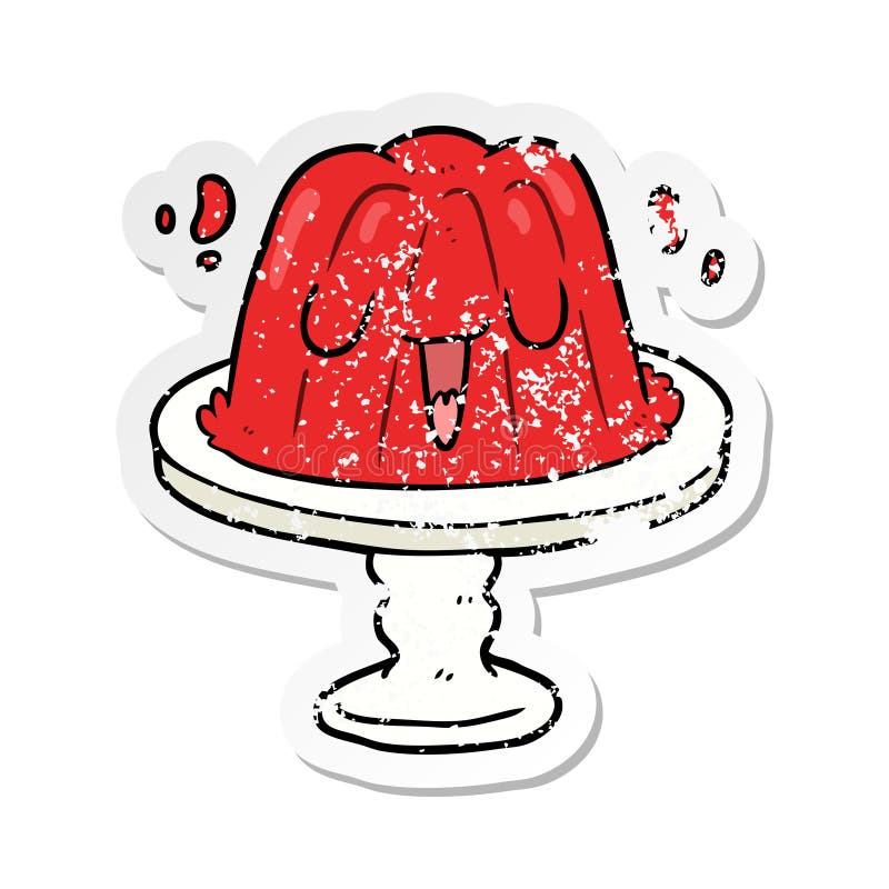 A Creative Distressed Sticker of a Cartoon Jelly Stock Vector ...