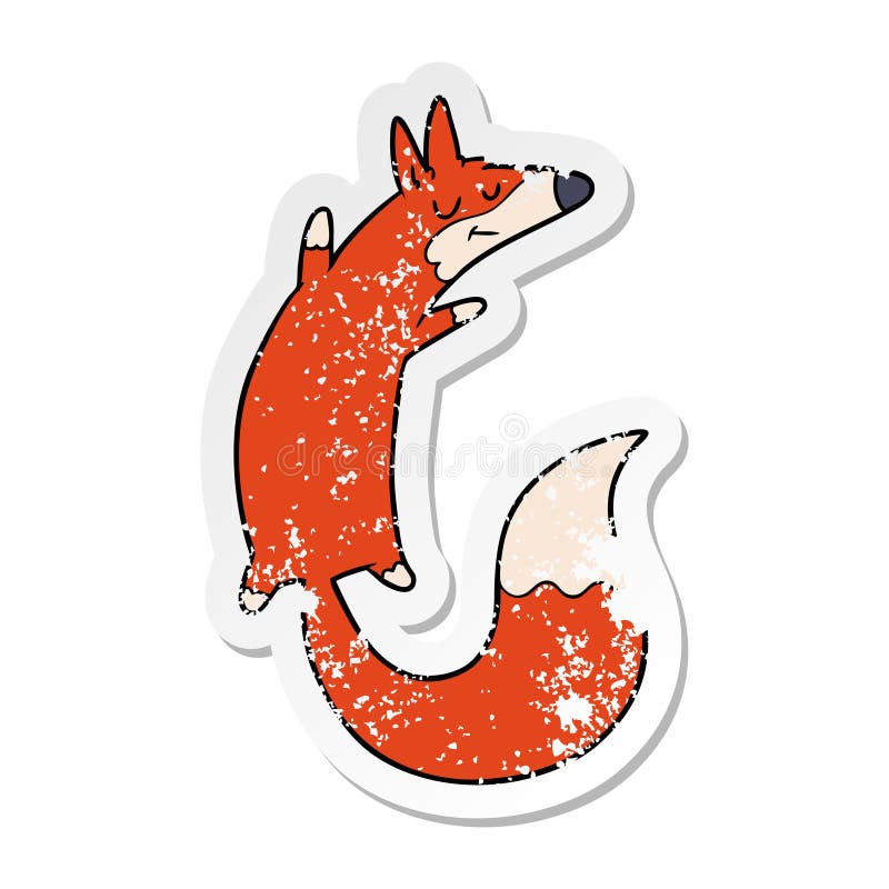 A Creative Distressed Sticker of a Cartoon Jumping Fox Stock Vector ...