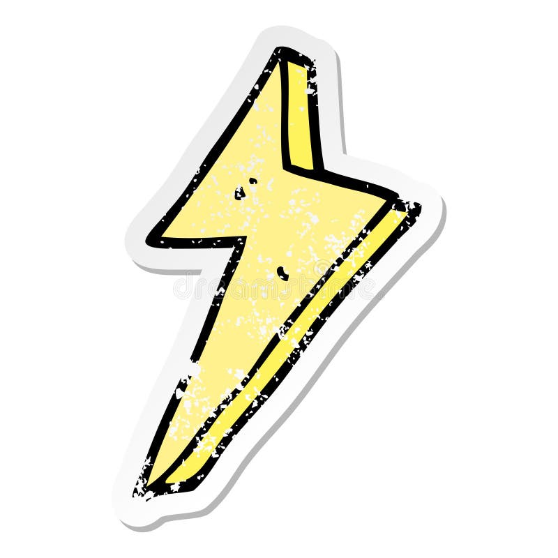 A Creative Distressed Sticker of a Cartoon Lightning Stock Vector ...