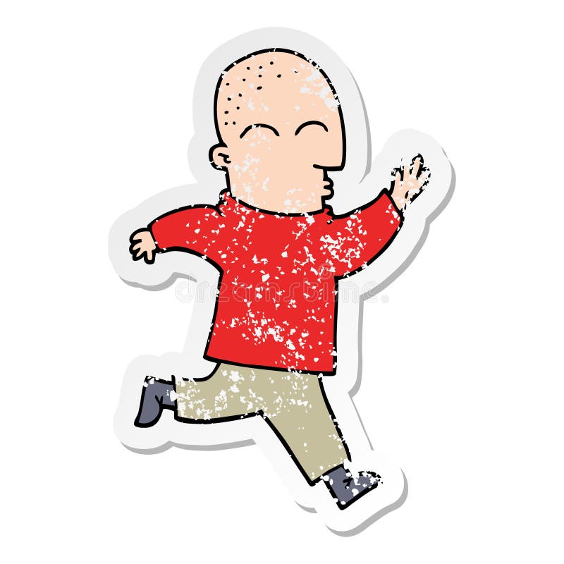 A Creative Distressed Sticker of a Cartoon Man Running Stock Vector ...