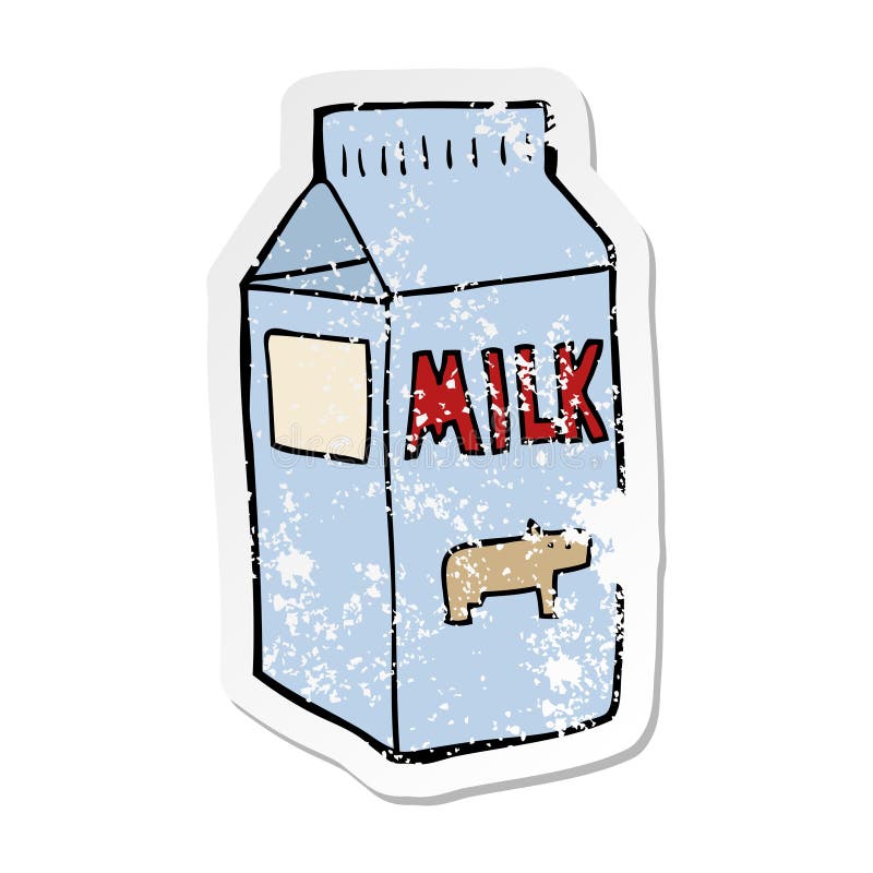 Milk Carton Objects Food Cute Cartoon Sticker Stick Icon Decal Label ...
