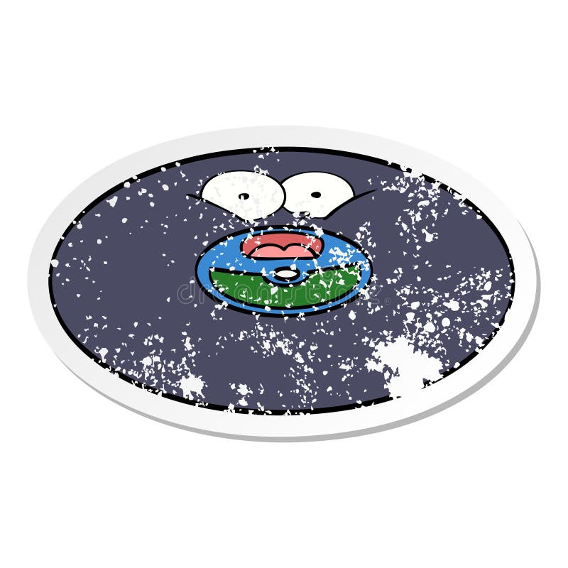 Old Vinyl Record Cute Cartoon Sticker Stick Icon Decal Label Drawing ...