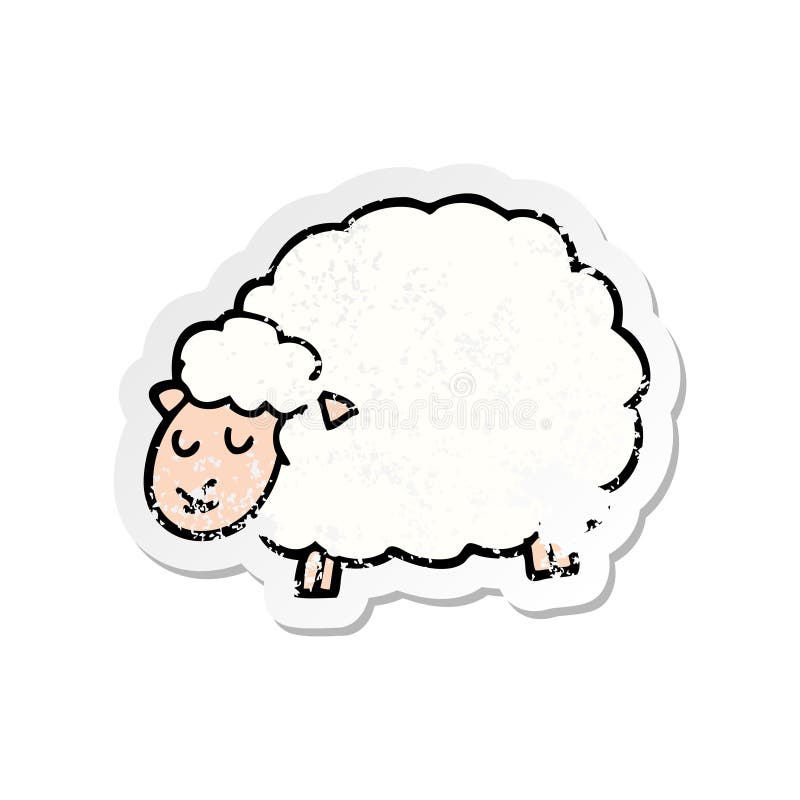 A Creative Distressed Sticker of a Cartoon Sheep Stock Vector ...