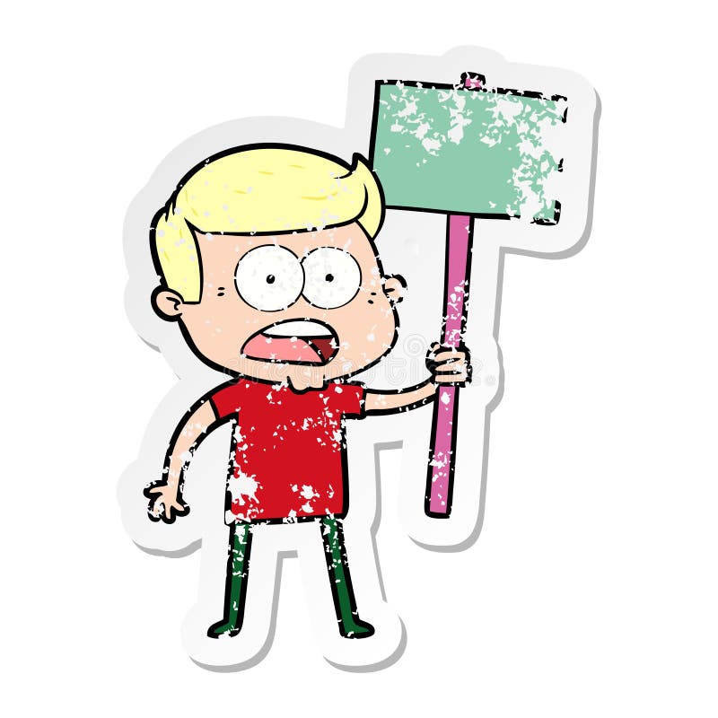 A Creative Distressed Sticker of a Cartoon Shocked Man Stock Vector ...