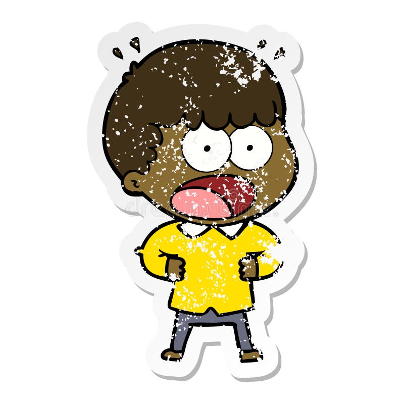 A Creative Distressed Sticker of a Cartoon Shocked Man Stock Vector ...