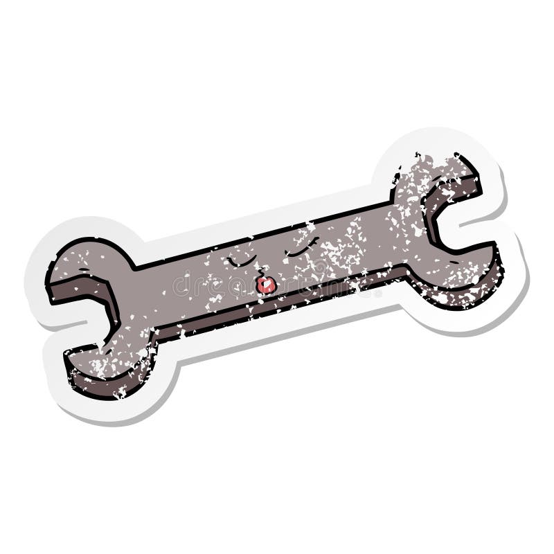 A Creative Distressed Sticker of a Cartoon Spanner Stock Vector ...