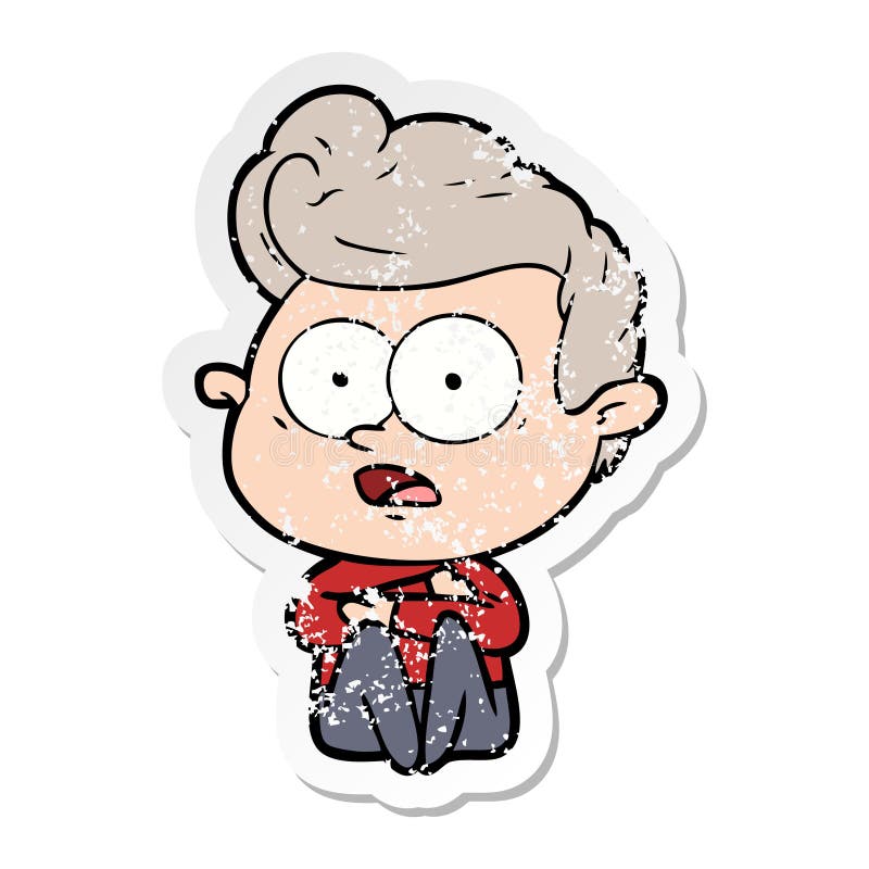 A Creative Distressed Sticker of a Cartoon Staring Man Stock Vector ...