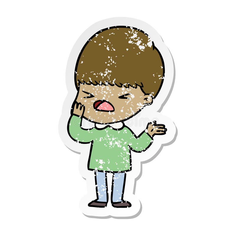 A Creative Distressed Sticker of a Cartoon Stressed Man Stock Vector ...