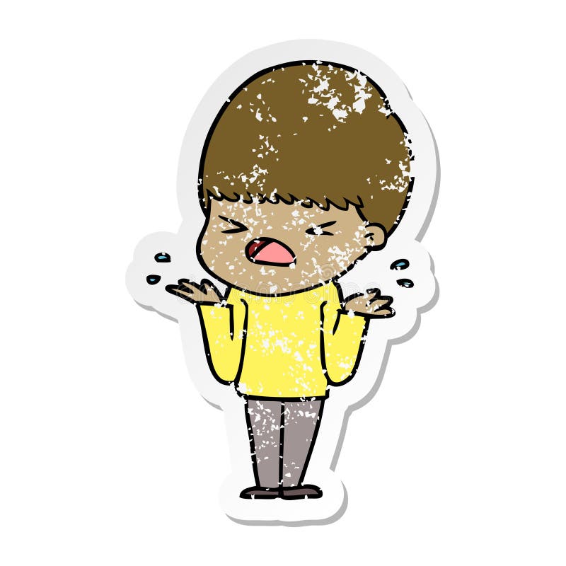 A Creative Distressed Sticker of a Cartoon Stressed Man Stock Vector ...