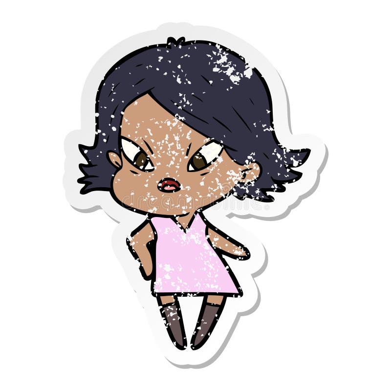 A Creative Distressed Sticker of a Cartoon Stressed Woman Stock Vector ...