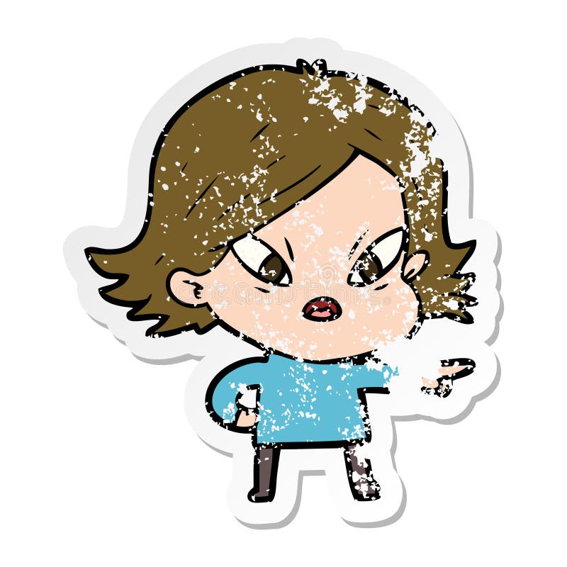 A Creative Distressed Sticker of a Cartoon Stressed Woman Stock Vector ...