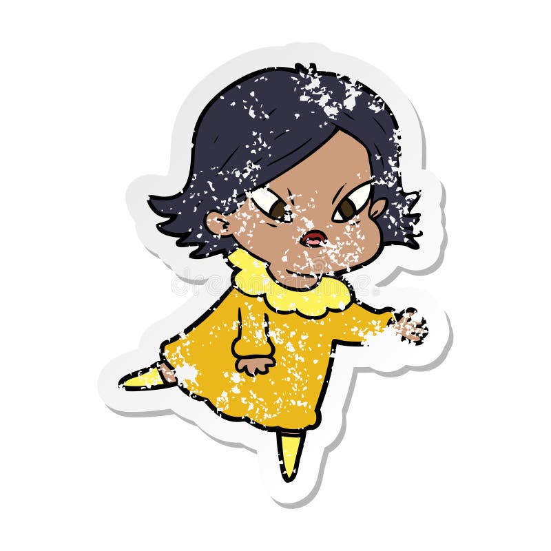 A Creative Distressed Sticker of a Cartoon Stressed Woman Stock Vector ...