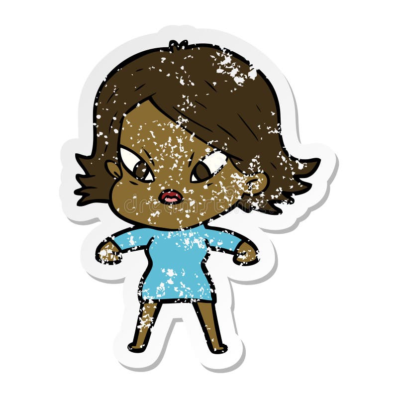 A Creative Distressed Sticker of a Cartoon Stressed Woman Stock Vector ...