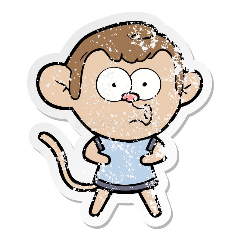 A Creative Distressed Sticker of a Cartoon Surprised Monkey Stock ...