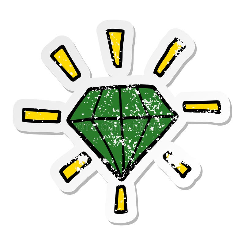 Diamond Tattoo Jewel Gem Objects Cute Cartoon Sticker Label Stick Stock ...