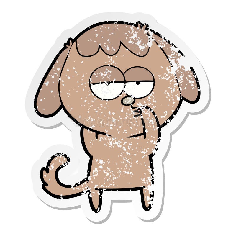 A Creative Distressed Sticker of a Cartoon Tired Dog Stock Vector ...