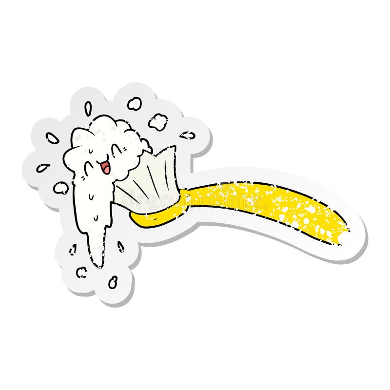 A Creative Distressed Sticker of a Cartoon Toothbrush and Toothpaste ...