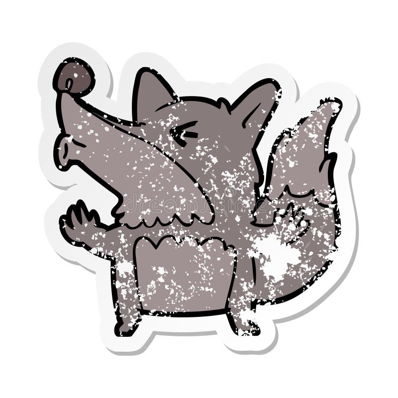 A Creative Distressed Sticker of a Cartoon Werewolf Howling Stock ...