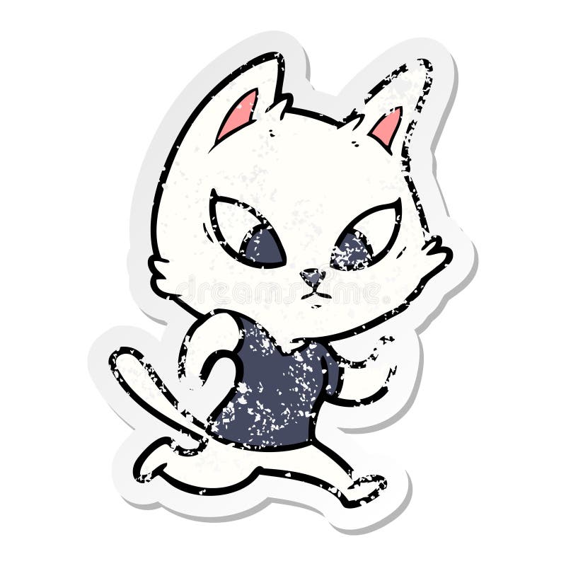 A Creative Distressed Sticker of a Confused Cartoon Cat Stock Vector ...
