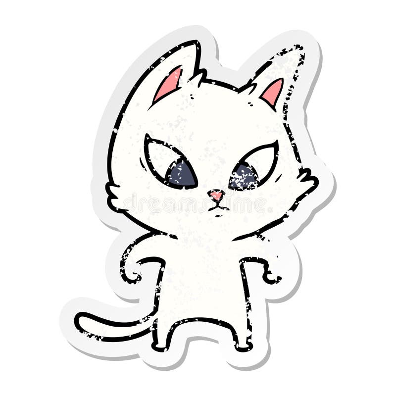 A Creative Distressed Sticker of a Confused Cartoon Cat Stock Vector ...